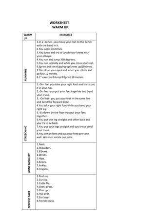 1 worksheets 1 st term 2º eso athletics & fisical conditions | PDF