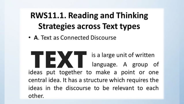 1 Written Text as a Connected Discourse | PPTX | Books and Literature
