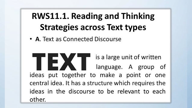 1 Written Text as a Connected Discourse
