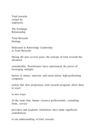 1 www.worldatwork.orgtotalrewards www.worldatwork.org