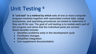 Test Driven Development:Unit Testing, Dependency Injection, Mocking | PPTX