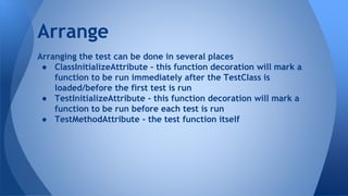 Test Driven Development:Unit Testing, Dependency Injection, Mocking | PPTX