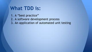 Test Driven Development:Unit Testing, Dependency Injection, Mocking | PPTX