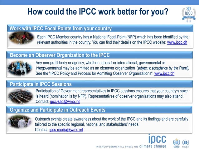 Role- IPCC: How it works and what it’s working on Getting more involved ...