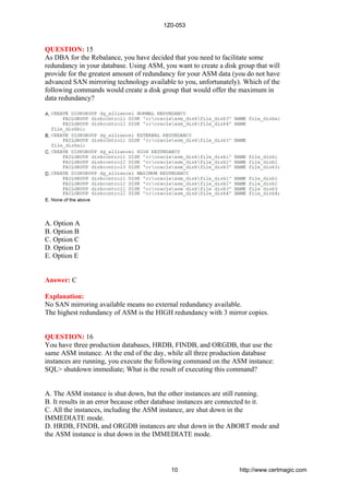 Exam 1Z0-053 Oracle Database 11g: Administration II | PDF | Databases | Computer Software and ...