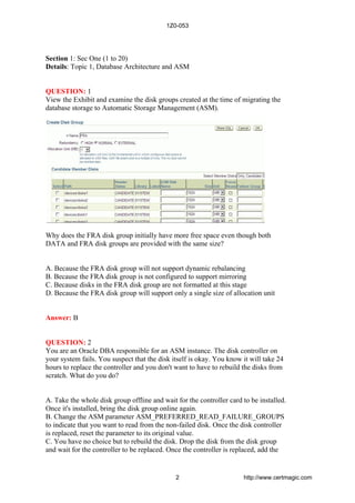 Exam 1Z0-053 Oracle Database 11g: Administration II | PDF | Databases | Computer Software and ...