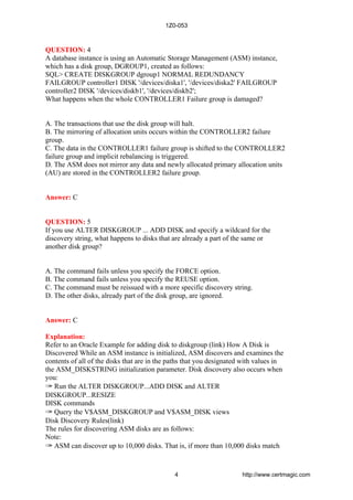 Exam 1Z0-053 Oracle Database 11g: Administration II | PDF | Databases | Computer Software and ...