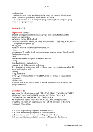 Exam 1Z0-053 Oracle Database 11g: Administration II | PDF | Databases | Computer Software and ...