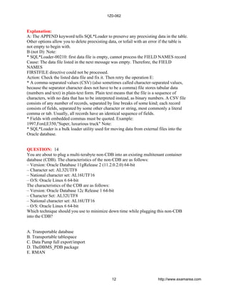 Exam 1z0 062 Oracle Database 12c: Installation and Administration | PDF
