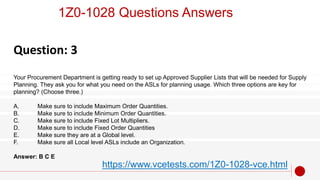 Oracle 1Z0-1028 Exam Questions | PDF | Logistics | Business