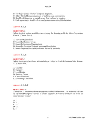 1z0-204 Exam-Oracle EBS R12: E-Business Essentials | PDF