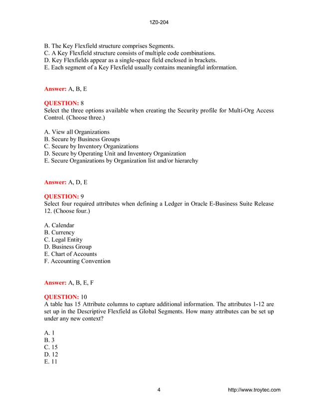 1z0-204 Exam-Oracle EBS R12: E-Business Essentials | PDF | Databases | Computer Software and ...