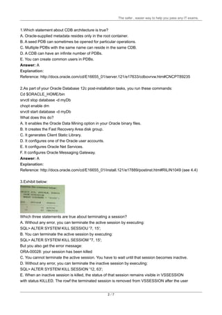 Oracle Database 12c Essentials 1Z0-497 exam questions | PDF
