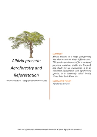 Albizia procera_agroforestry and reforestation | PDF