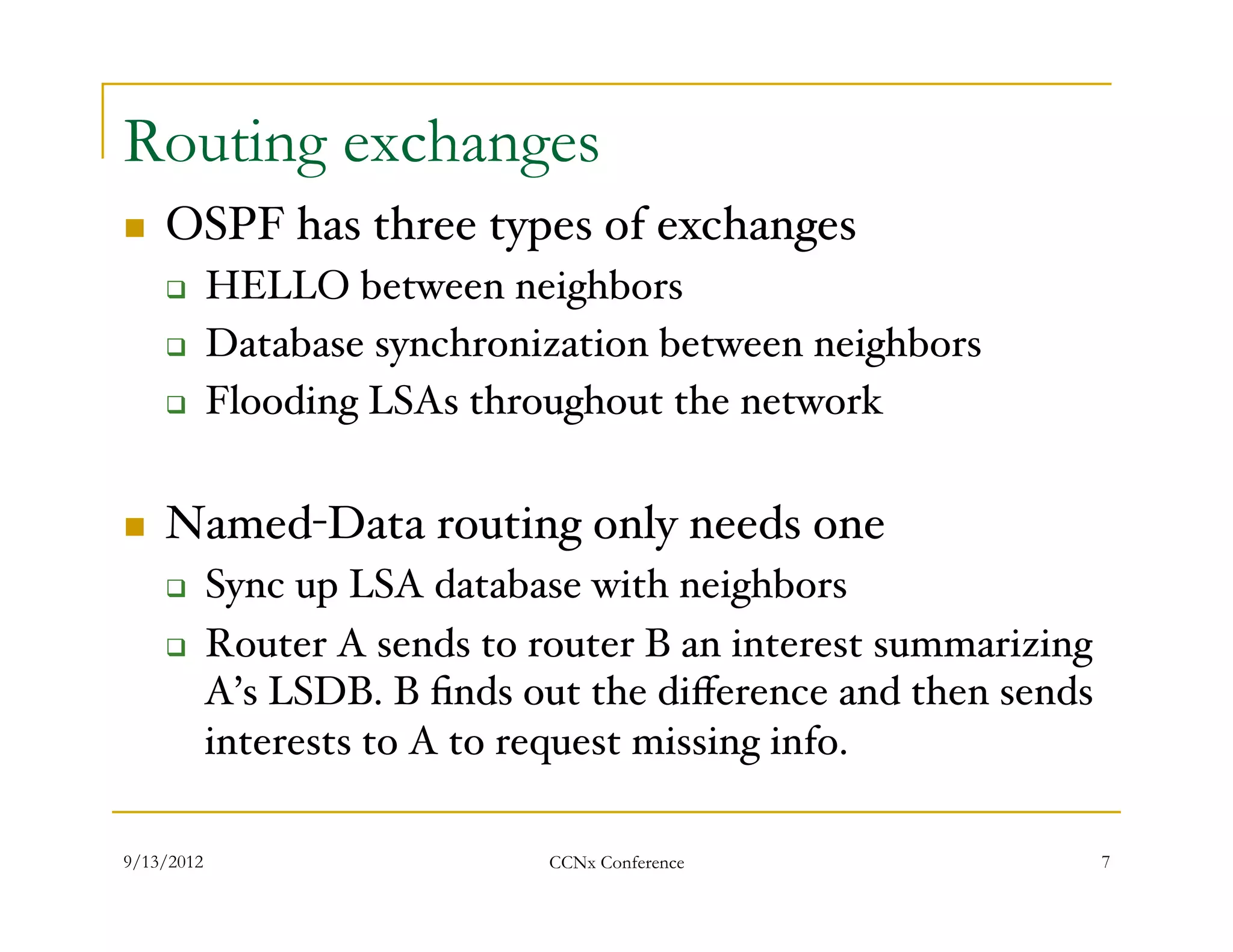 CCNxCon2012: Session 4: OSPFN | PDF