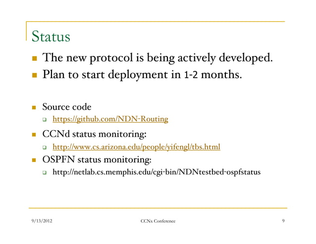 CCNxCon2012: Session 4: OSPFN | PDF