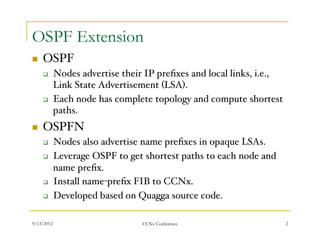 CCNxCon2012: Session 4: OSPFN | PDF