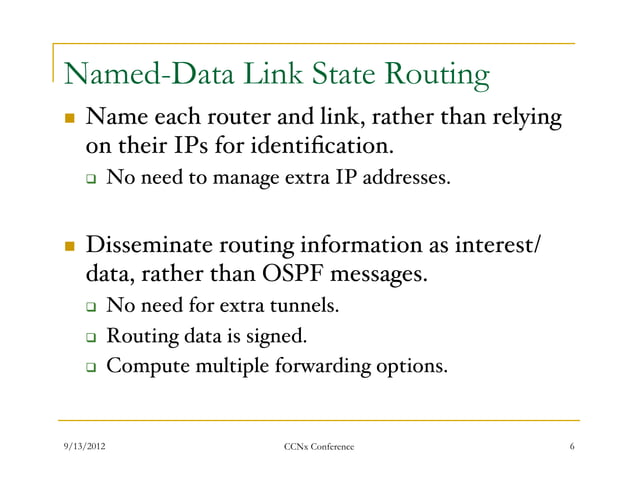 CCNxCon2012: Session 4: OSPFN | PDF