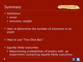 Probabilities, Counting, and Equally Likely Outcomes - Finite Math | KEY