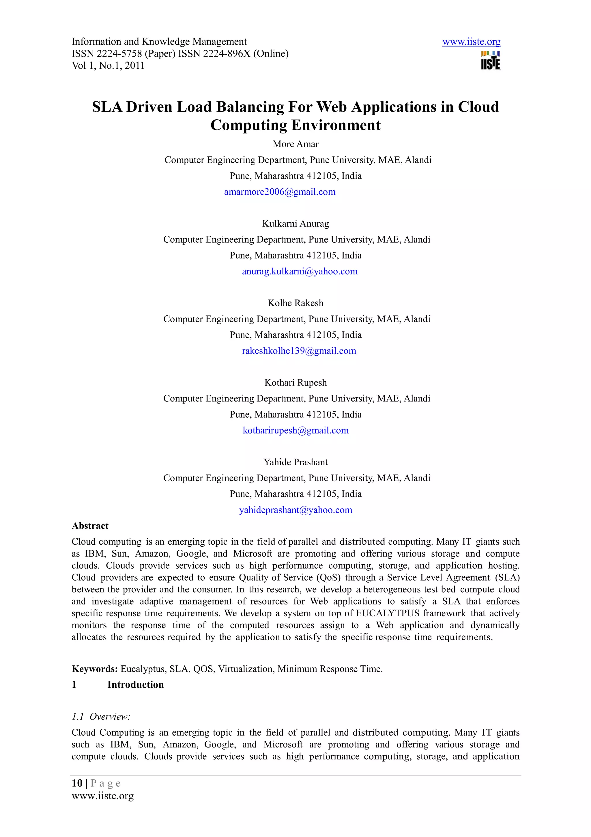 2.[10 17]sla driven load balancing for web applications in cloud computing environment | PDF