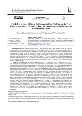 The Effect of Using Different Fat Sources in Close-Up Diets on the Feed ...