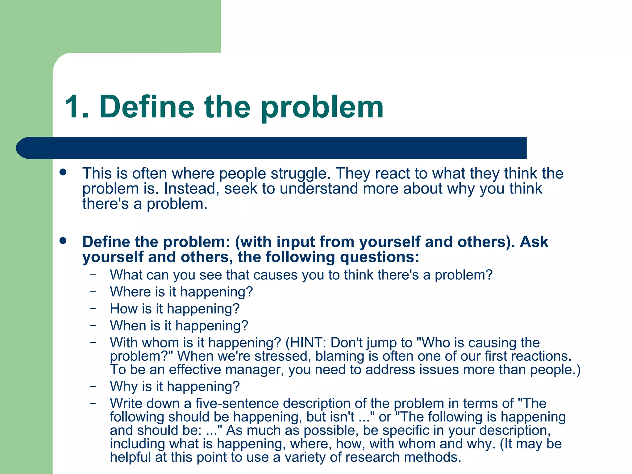 Guidelines to Problem Solving and Decision Making | PPT