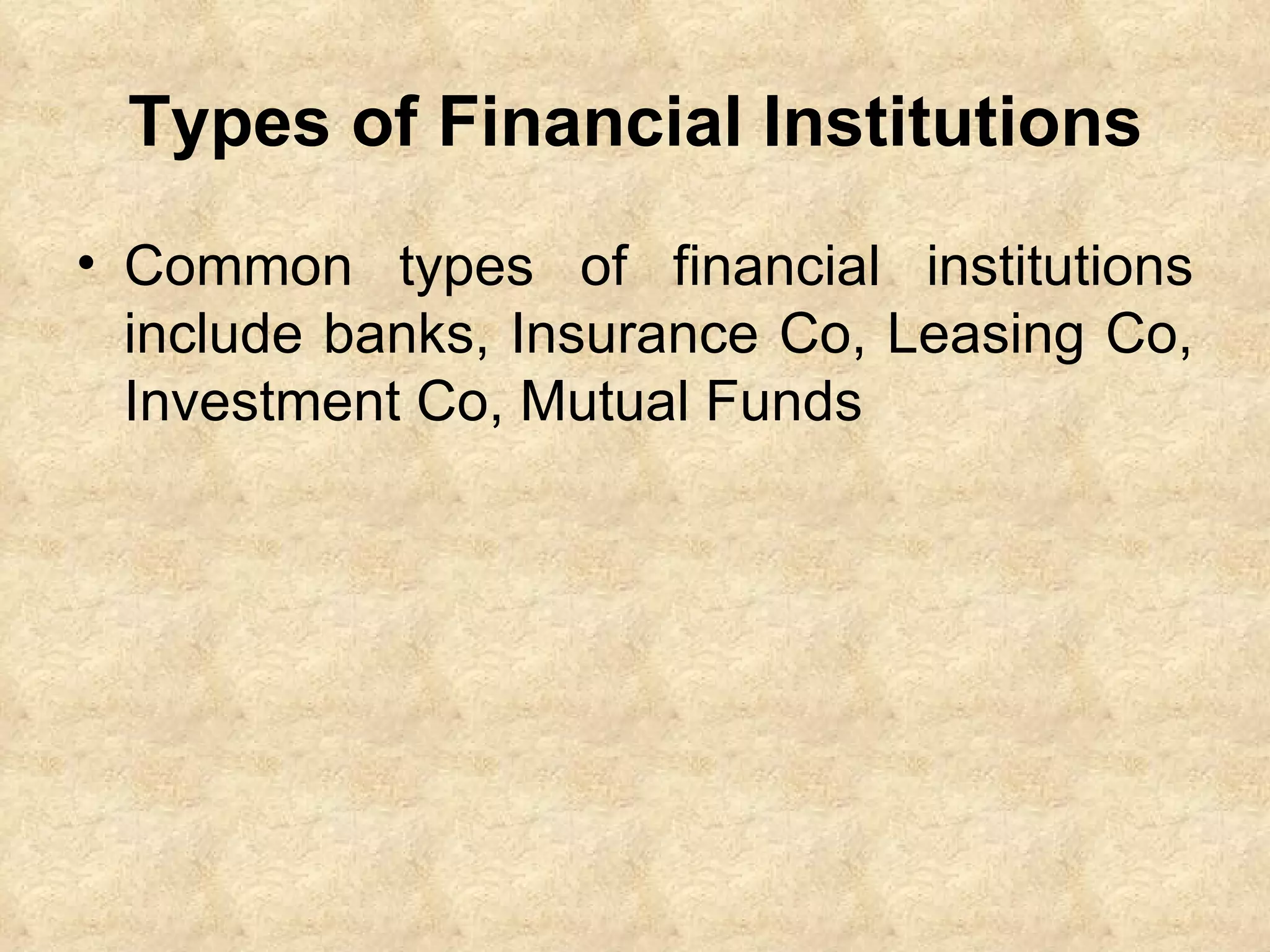 Financial Institutions | PPT