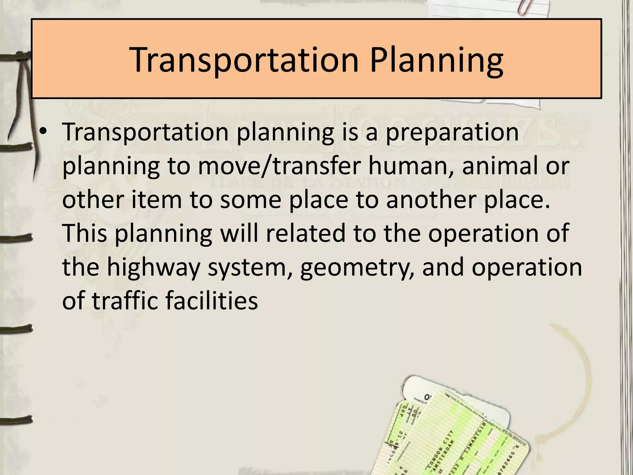 TRANSPORTATION PLANNING | PPTX