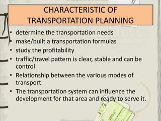 TRANSPORTATION PLANNING | PPTX