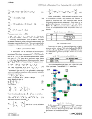Effect of Phasor Measurement Unit (PMU) on the Network Estimated Variables | PDF