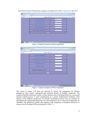 EReeRisk- EFFICIENT RISK IMPACT MEASUREMENT TOOL FOR REENGINEERING PROCESS OF LEGACY SOFTWARE ...