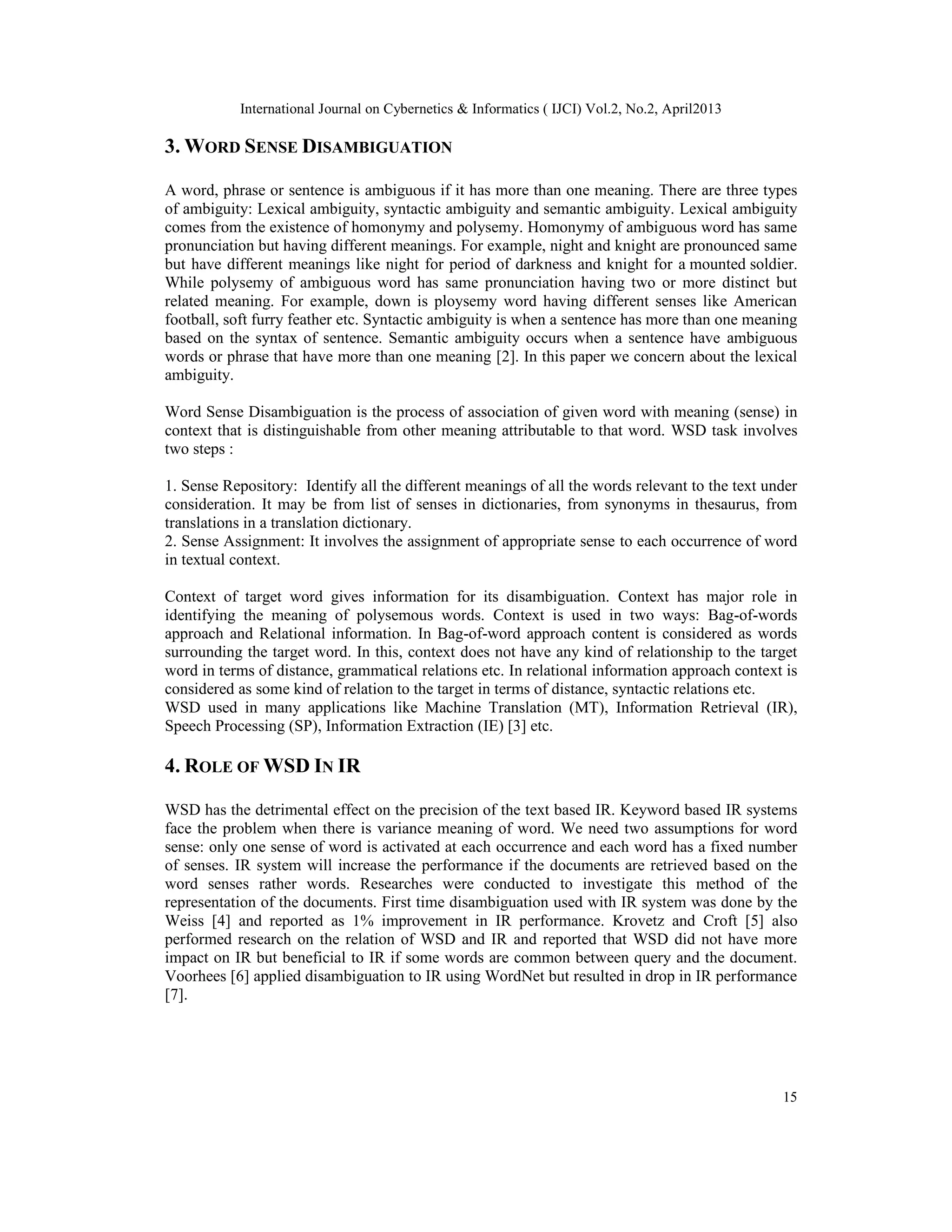 MODIFIED PAGE RANK ALGORITHM TO SOLVE AMBIGUITY OF POLYSEMOUS WORDS | PDF