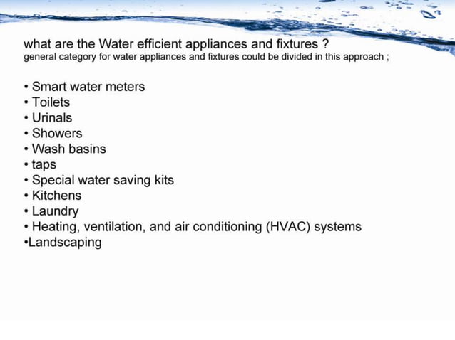water efficient fixtures | PPTX