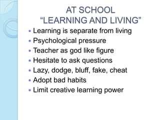 2.1 school is bad for childrenfor 1st semester for KU's BBA | PPT