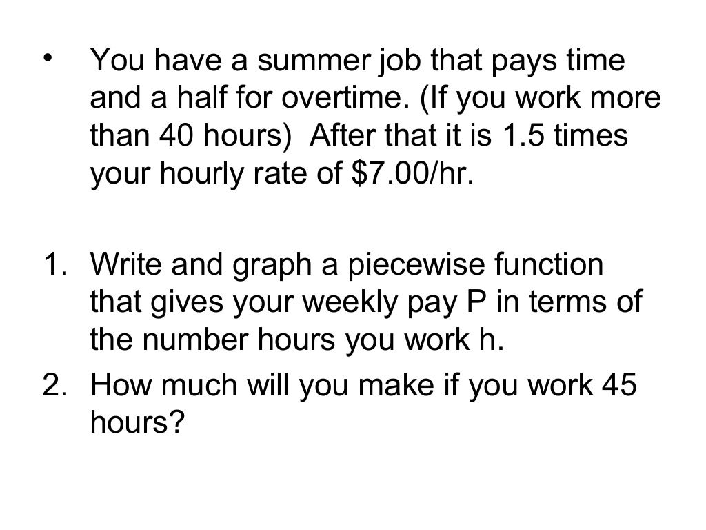 Writing Piecewise Functions Word Problems