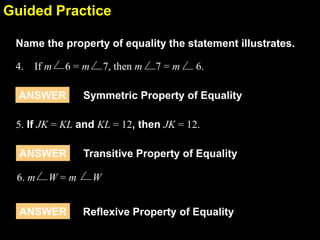 2.5 reason using properties from algebra | PPT