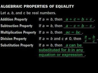 2.5 reason using properties from algebra | PPT