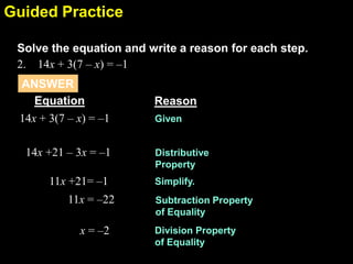 2.5 reason using properties from algebra | PPT