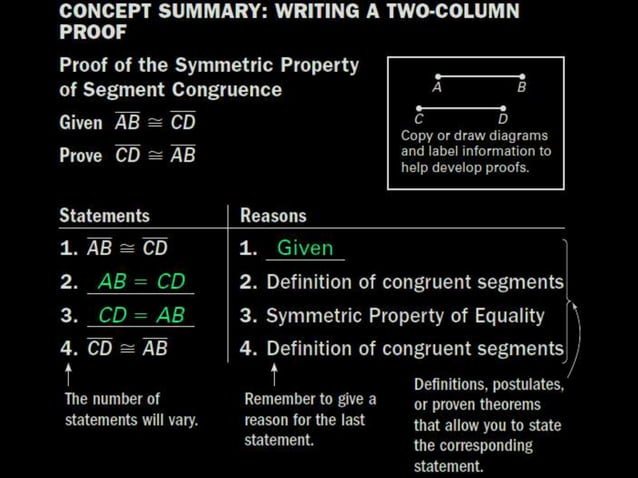 2.6 prove statements about segments and angles | PPT