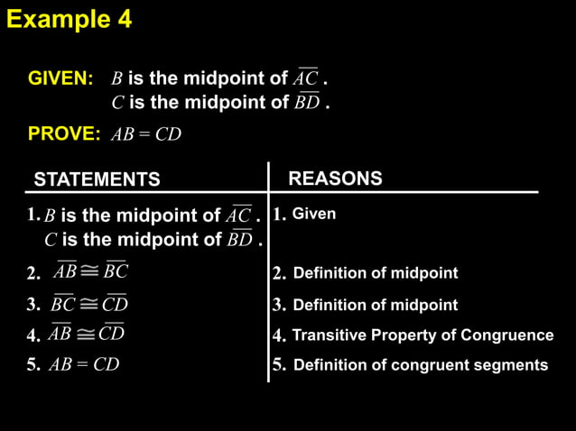 2.6 prove statements about segments and angles | PPT