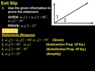 2.6 prove statements about segments and angles | PPT