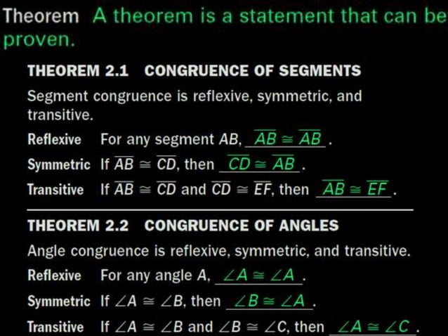 2.6 prove statements about segments and angles | PPT