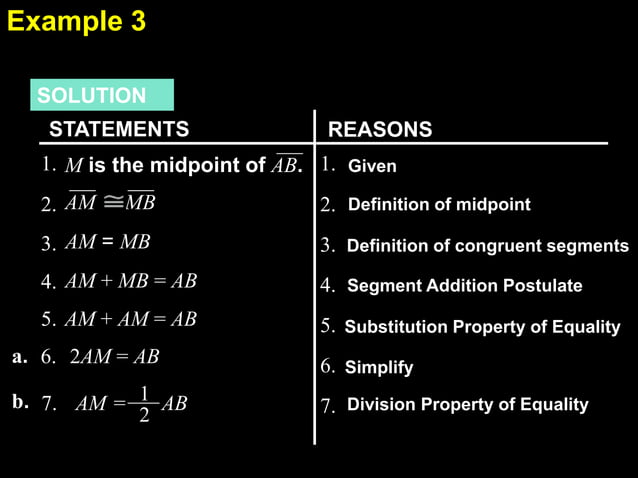 2.6 prove statements about segments and angles | PPT