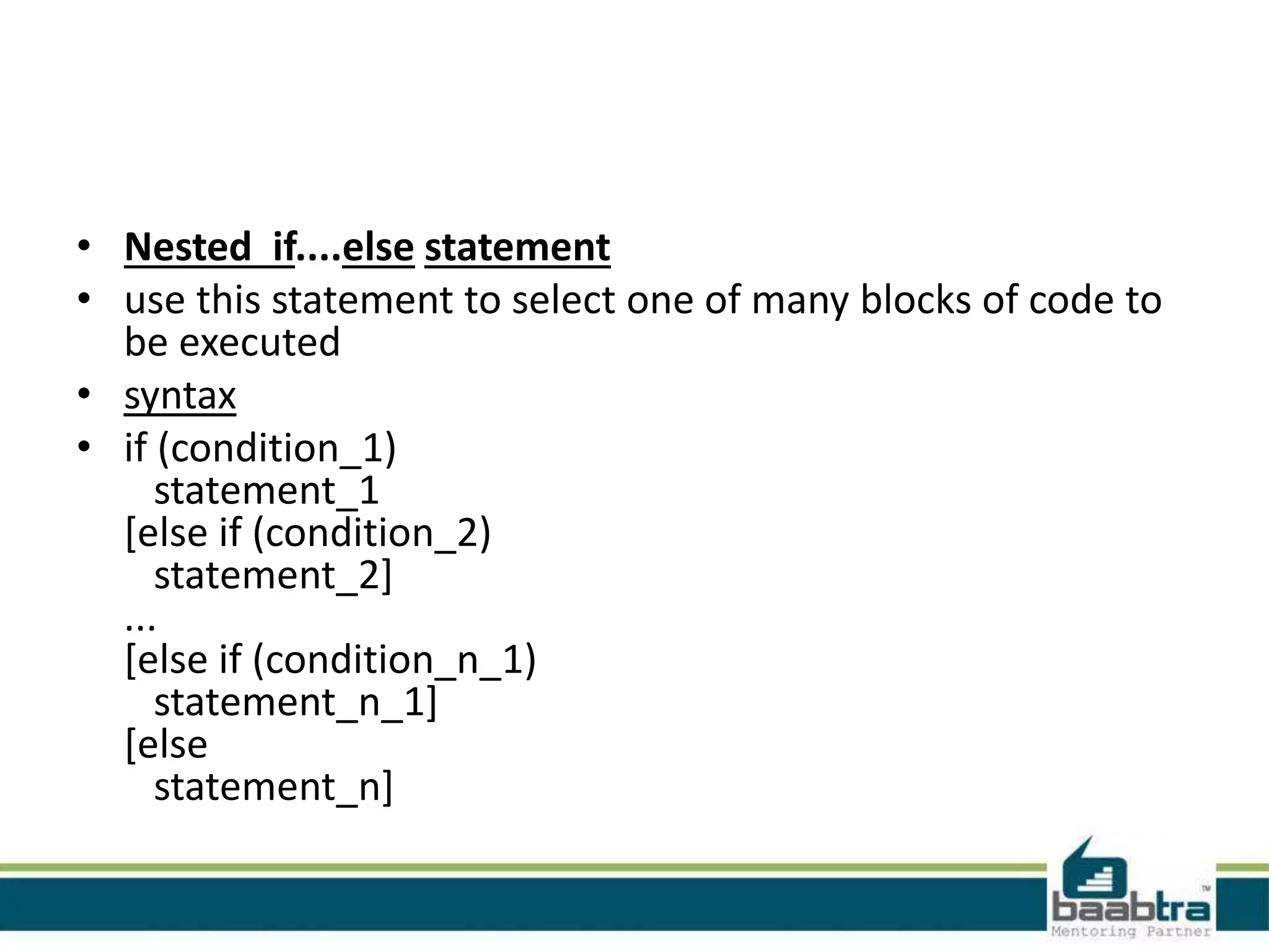 conditional statements | PPTX