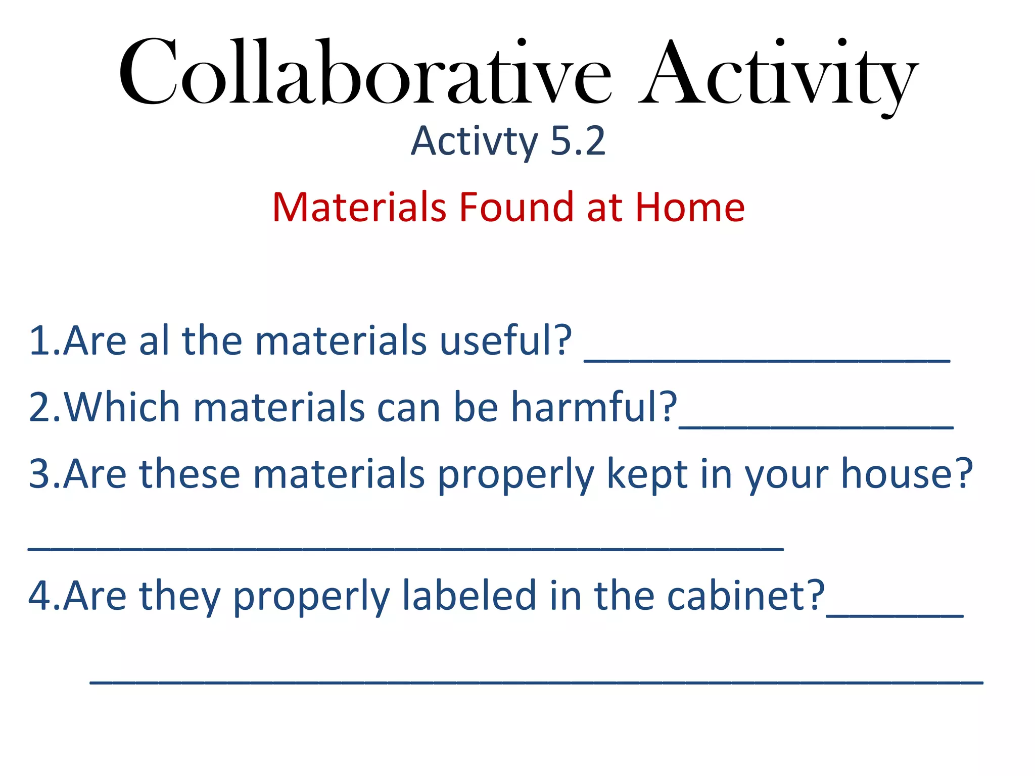 2.materials found at home according to their uses.ppt2nd | PPT