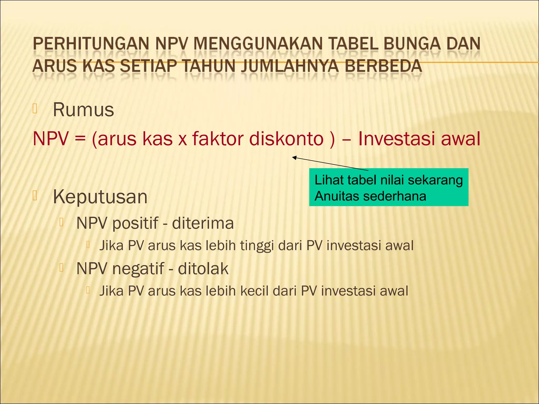 metode penilaian investasi | PPT