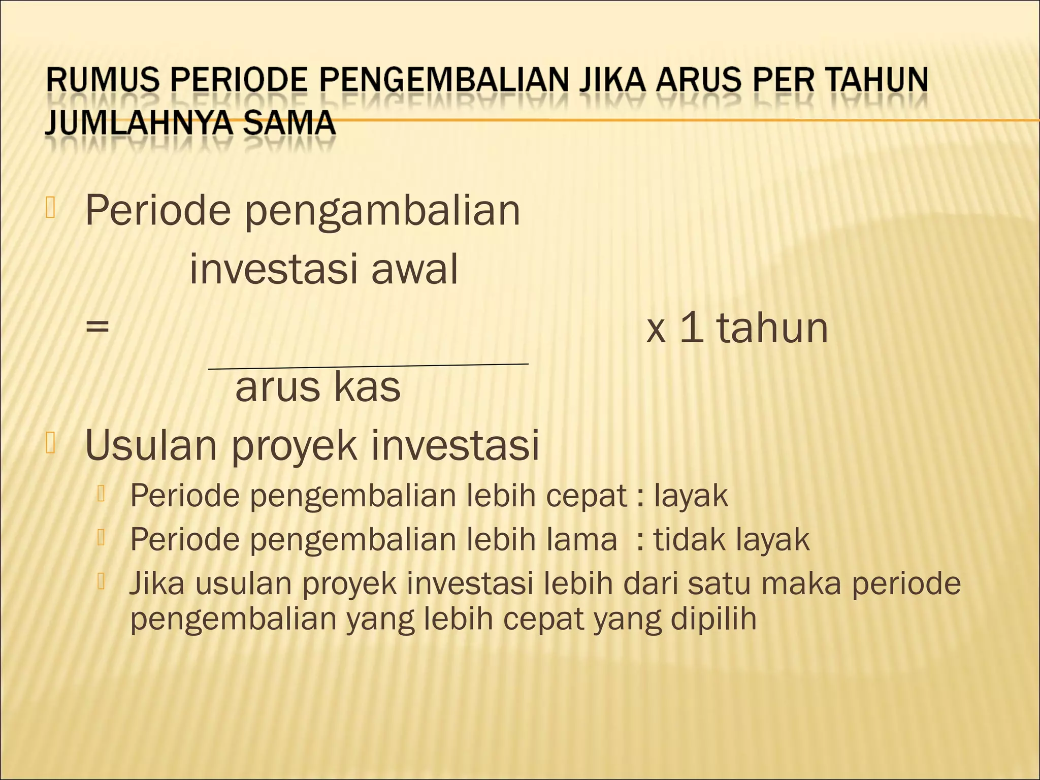 metode penilaian investasi | PPT