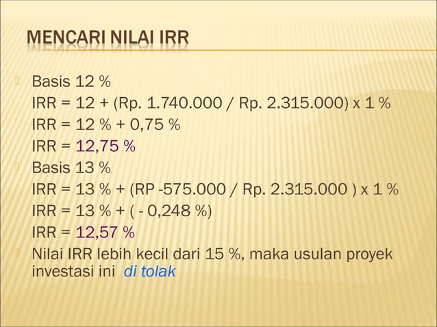 metode penilaian investasi | PPT