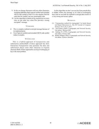 Novel Algorithm For Encryption:Hybrid of Transposition and Substitution Method | PDF