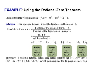Rational Zeros and Decarte's Rule of Signs | PPT